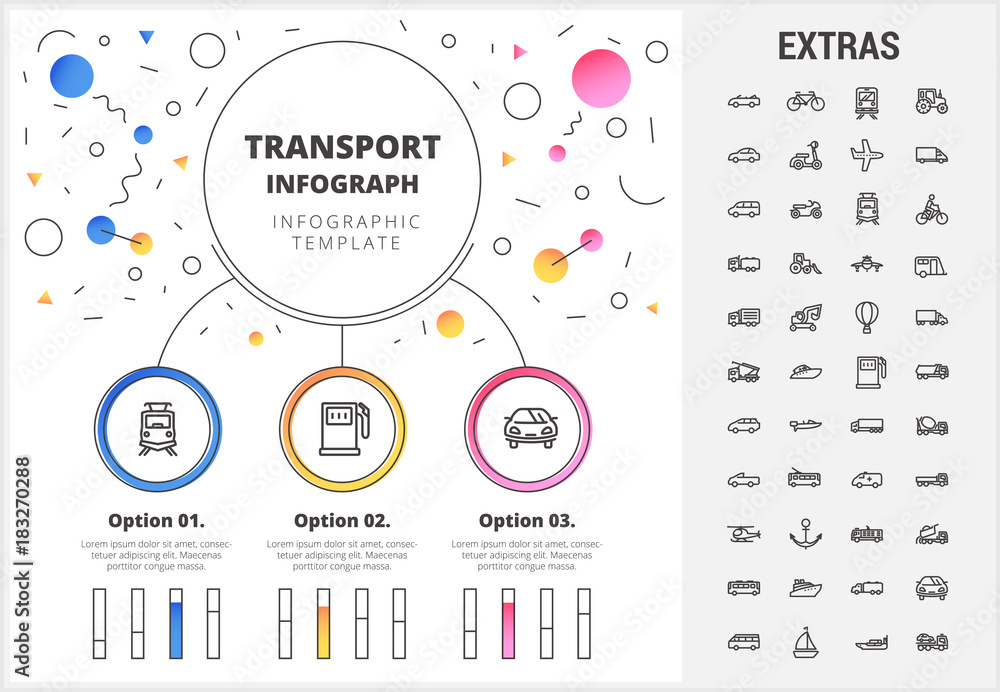 Transportation circle infographic template, elements and icons ...