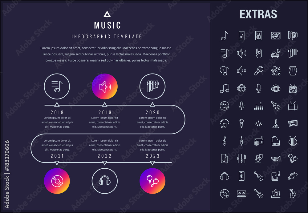 Music timeline infographic template, elements and icons. Infograph ...