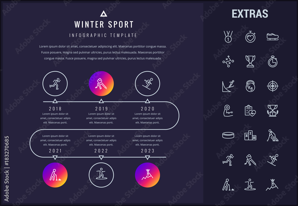 Winter sport timeline infographic template, elements and icons ...