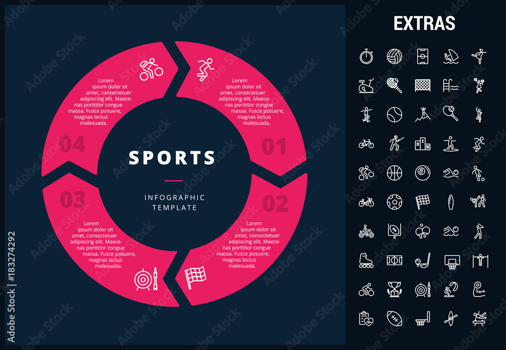 Sports infographic template, elements and icons. Infograph includes ...