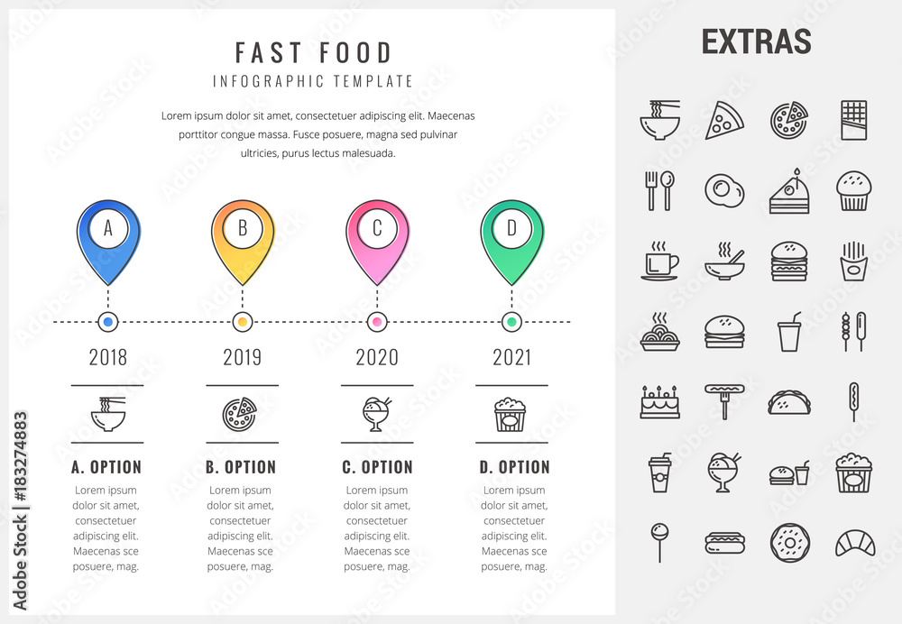 Fast food timeline infographic template, elements and icons. Infograph ...