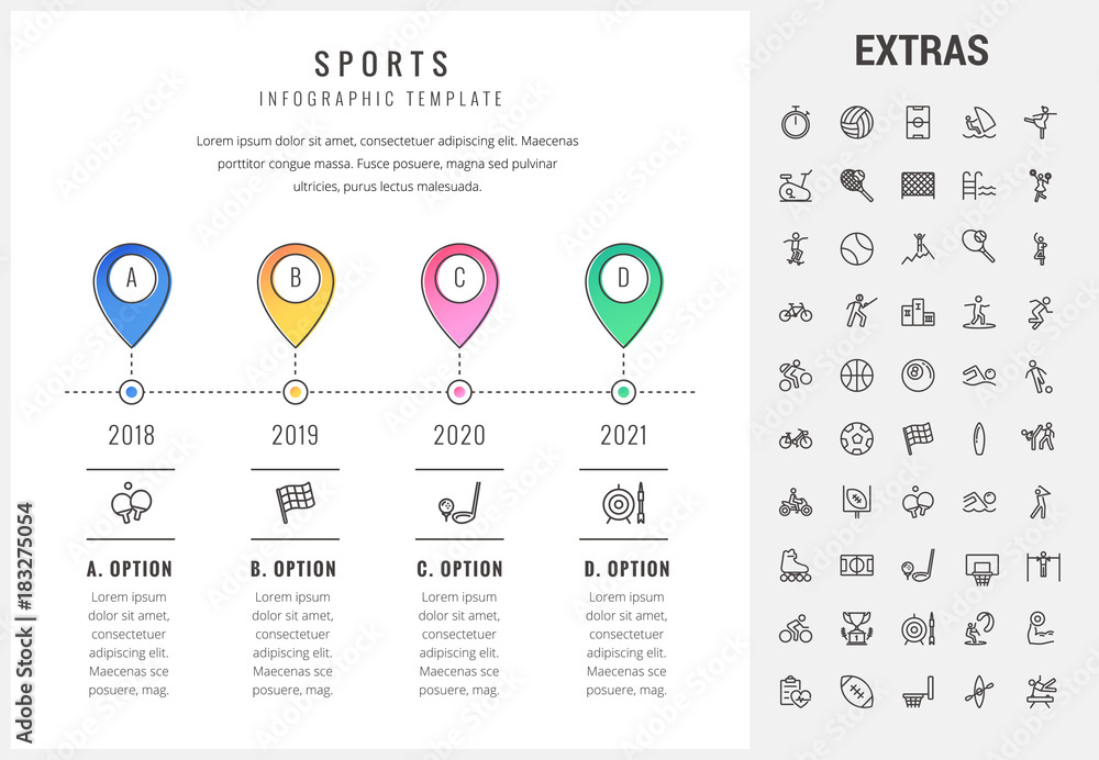 Sports timeline infographic template, elements and icons. Infograph ...