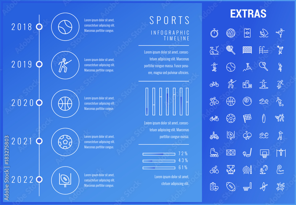 Sports timeline infographic template, elements and icons. Infograph ...