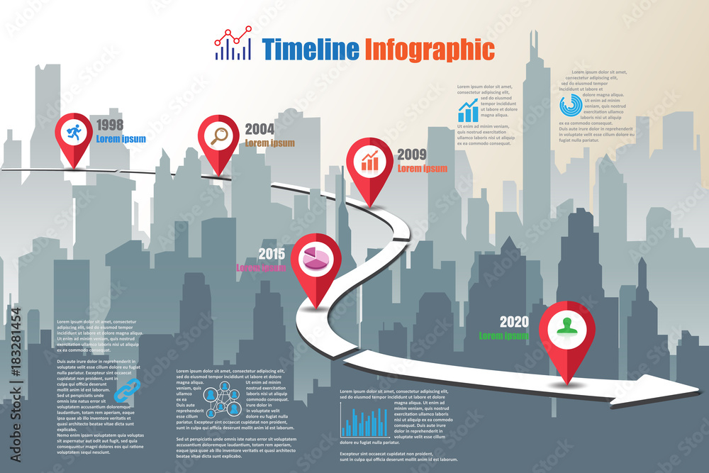Business road map timeline infographic city designed for abstract ...