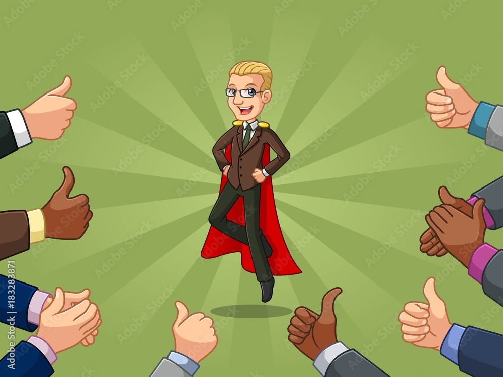 Blonde superhero businessman in brown suit cartoon character design ...