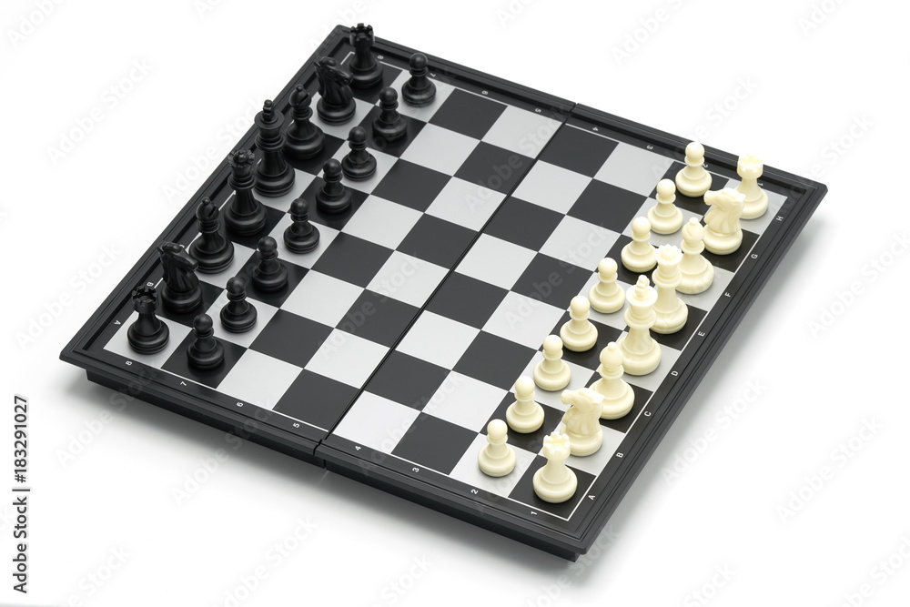 chessboard with a chess piece on the back Negotiating in business. as ...