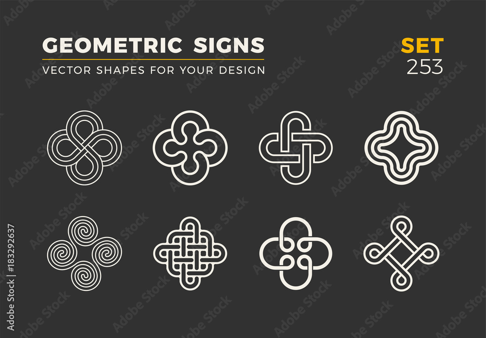 Set of eight minimalistic trendy shapes. Stylish vector logo emblems ...