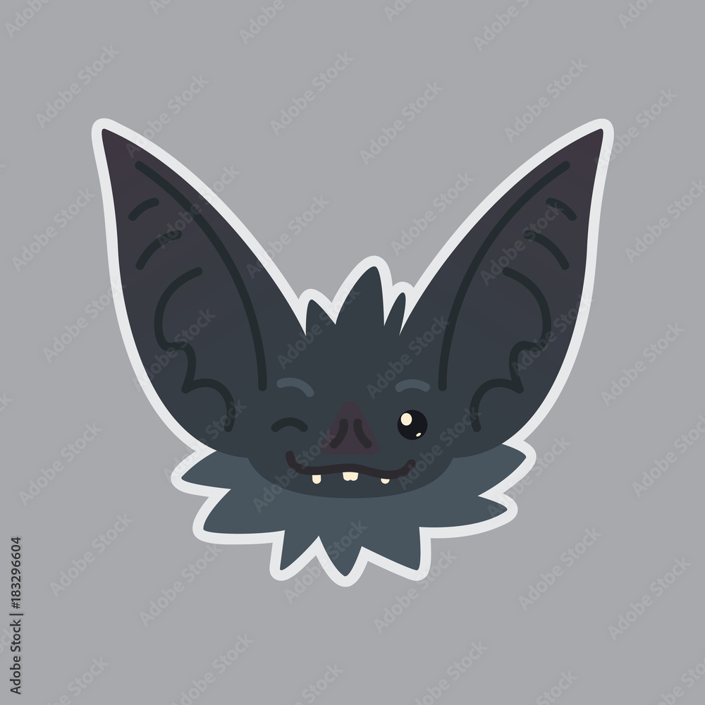 Bat sticker. Emoji. Vector illustration of cute Halloween bat vampire ...