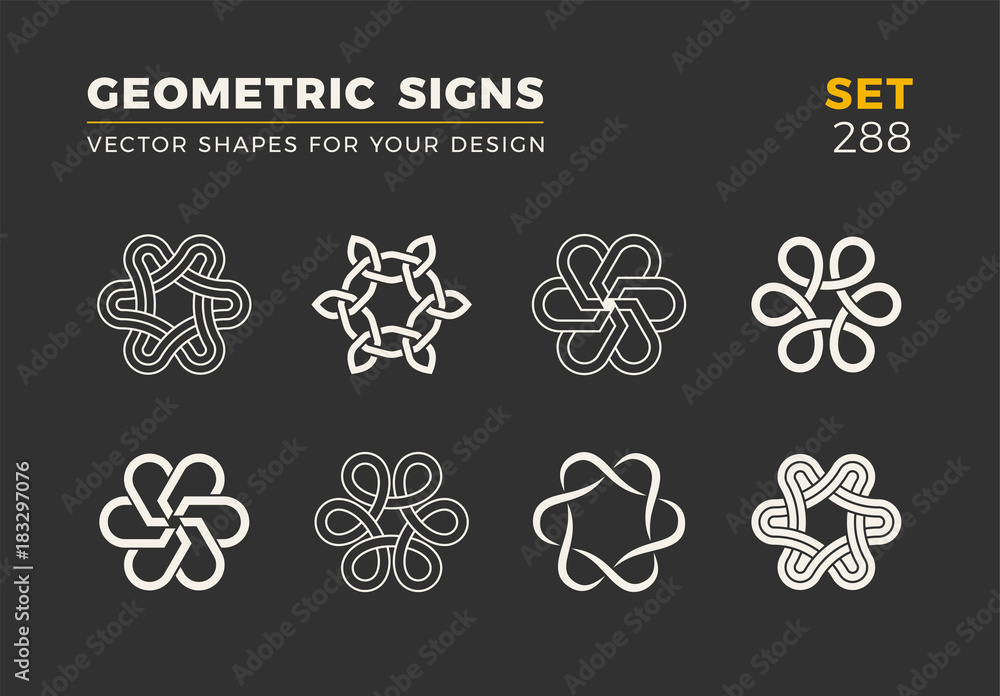 Set of eight minimalistic trendy shapes. Stylish vector logo emblems ...