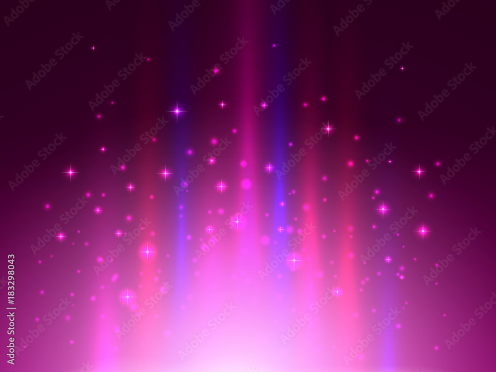 Magic projector lights. Abstract color background. Light burst and ...