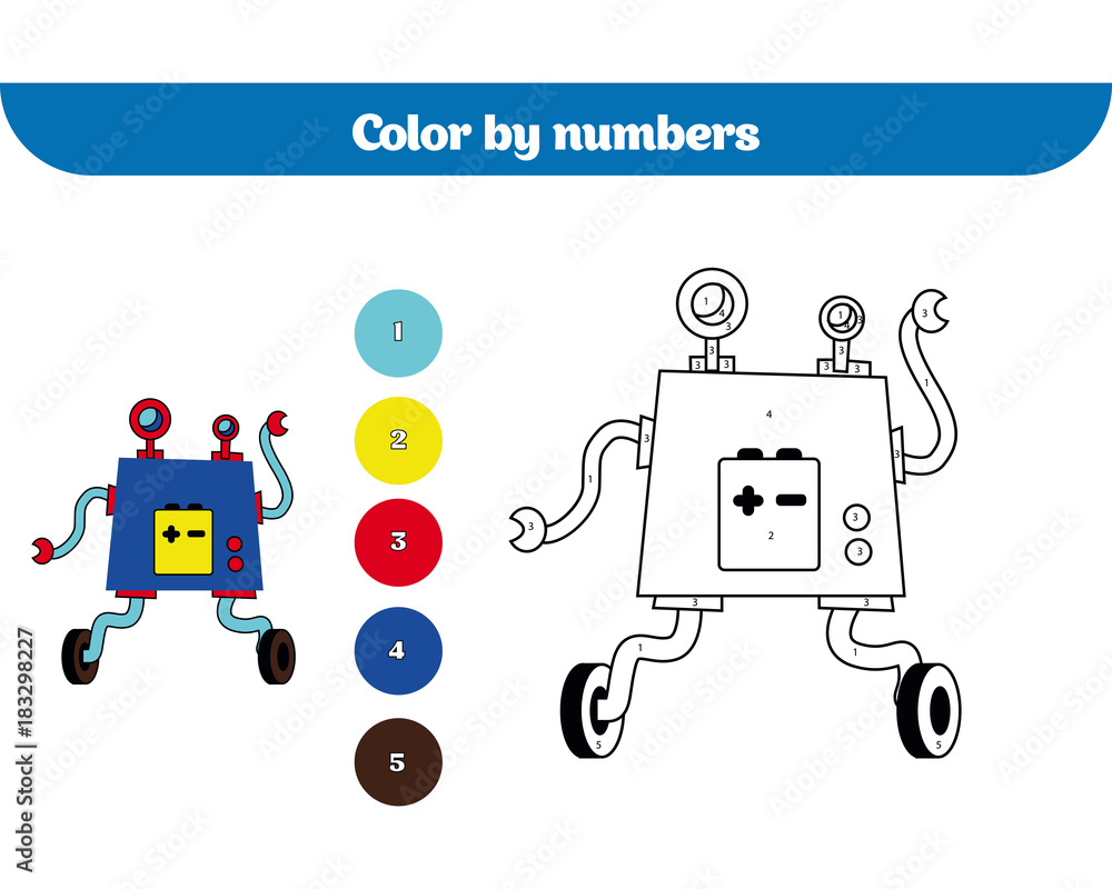 Color by number, education game for children. Coloring page, drawing ...