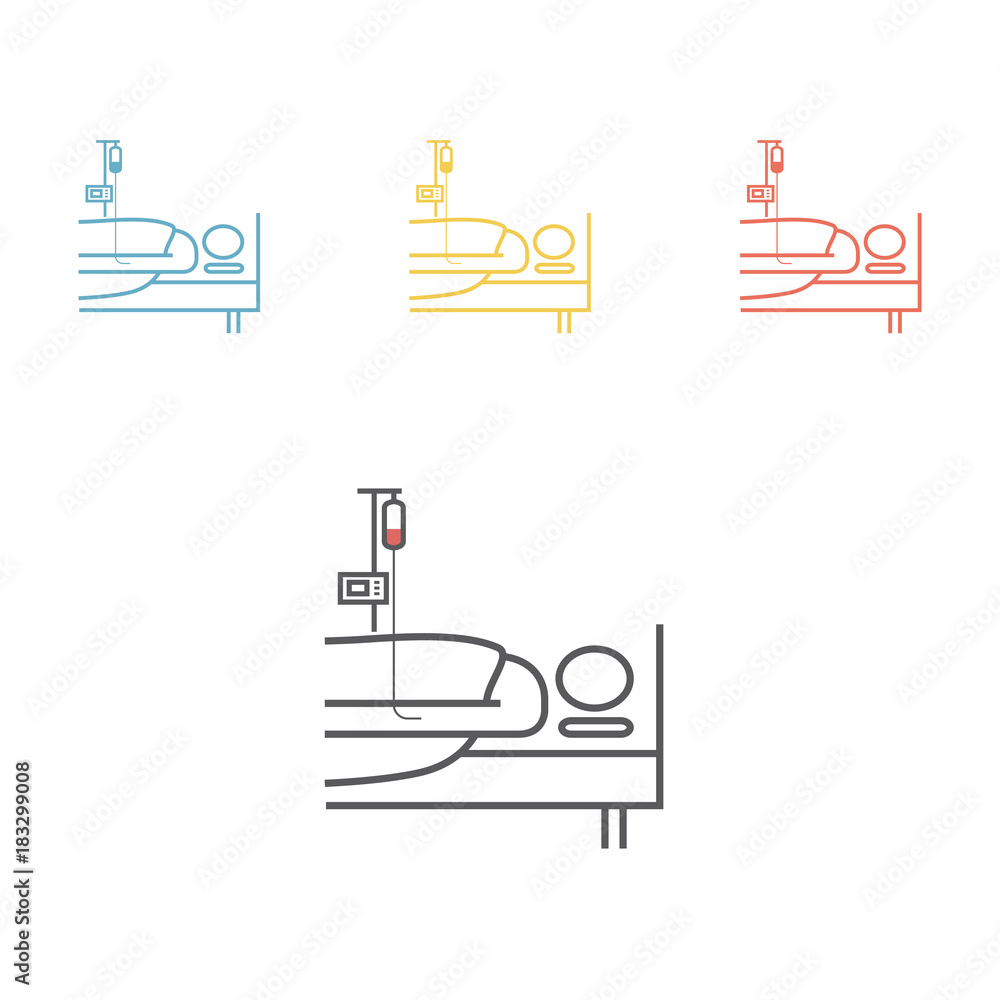 Hospital bed or hospital ward symbol. Man in a coma. Vector ...