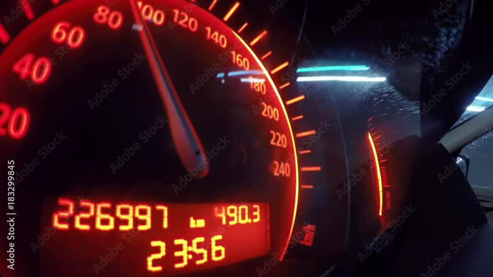 Car dashboard with speedometer. Time lapse Stock ビデオ | Adobe Stock