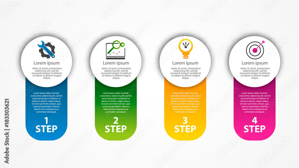 Vector illustration. An infographic template with 4 steps and an image ...