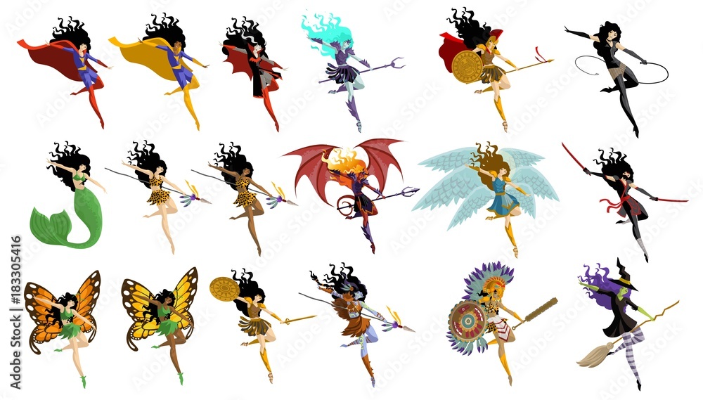 female characters collection Stock Vector | Adobe Stock