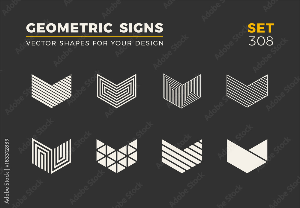 Set of eight minimalistic trendy shapes. Stylish vector logo emblems ...