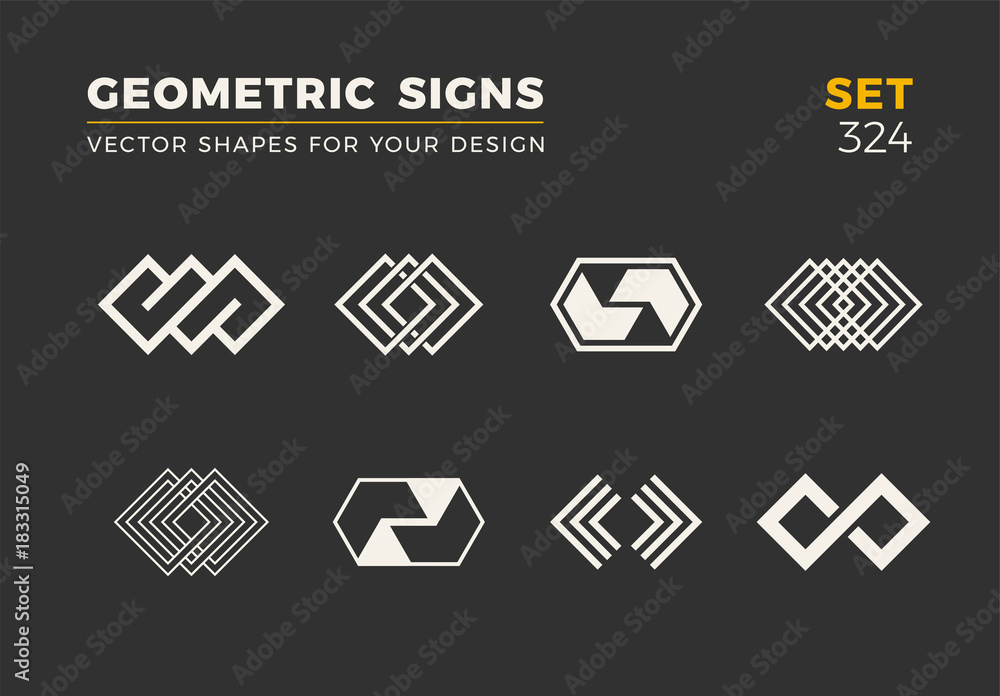 Set of eight minimalistic trendy shapes. Stylish vector logo emblems ...