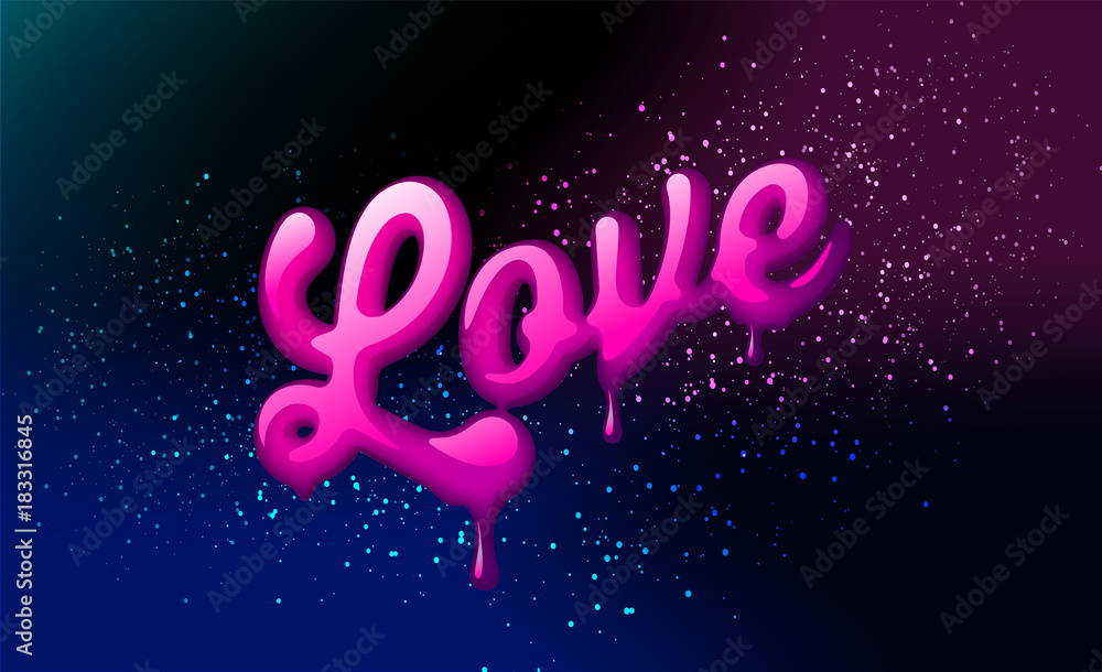 Love logo symbol. Hand lettering. 80's an 90's style. Concept ...