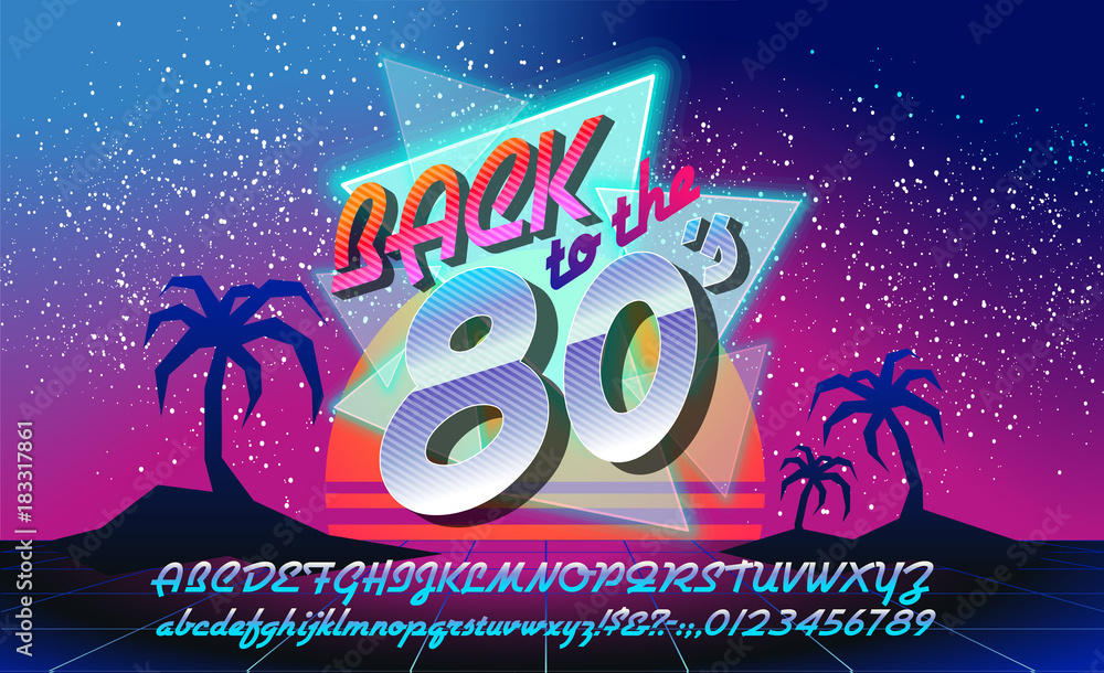 Back to the 80's. Retro elements Colorful background. Eighties vector ...