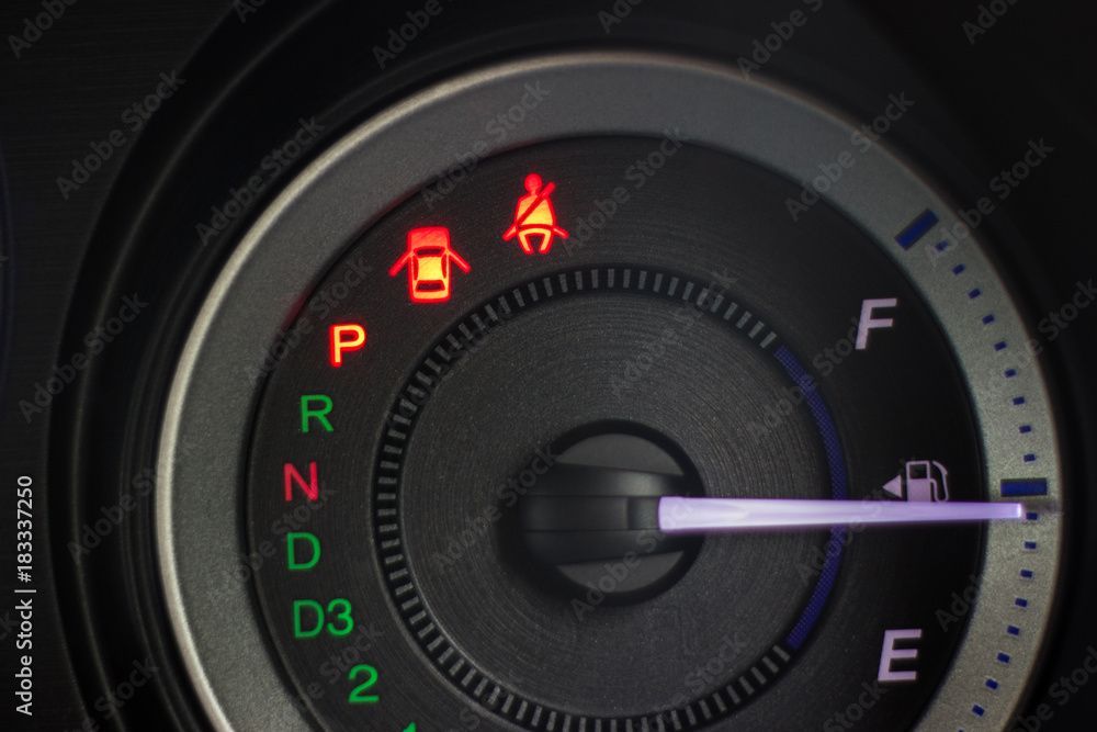 battery warning light and car door warning light in-car dashboard Stock ...