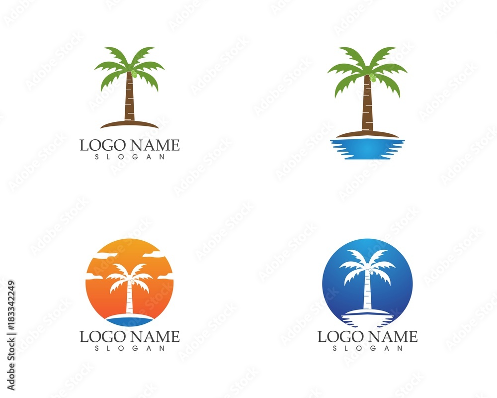 Palm tree logo design template Stock Vector | Adobe Stock