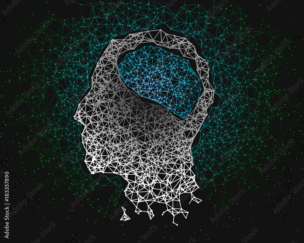 Human head with network line. Concept of artificial intelligence, AI ...