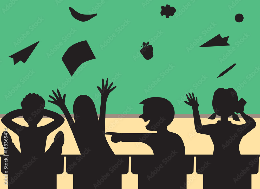 Rowdy Students in Classroom Stock Vector | Adobe Stock