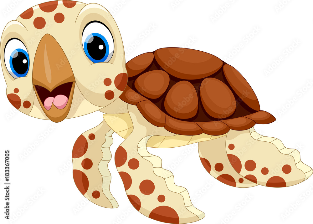 Vector illustration of cute turtle cartoon isolated on white background ...