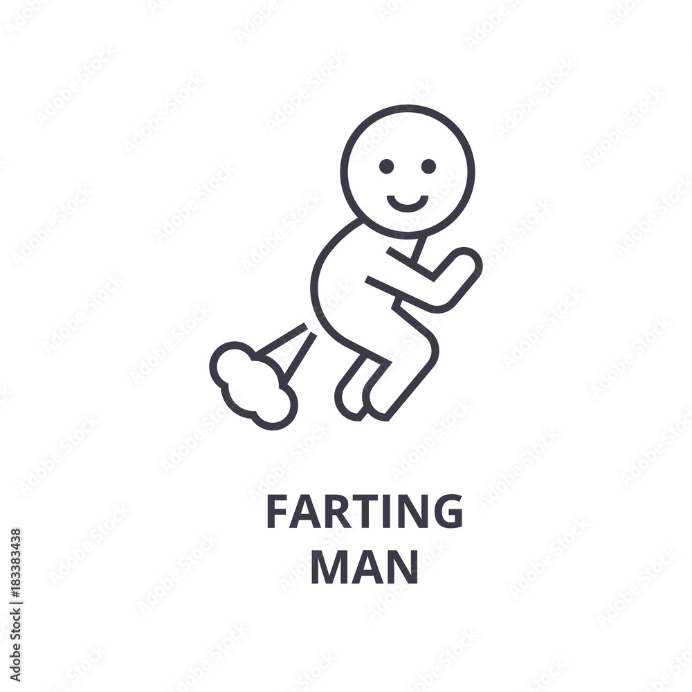 farting man line icon, outline sign, linear symbol, flat vector ...