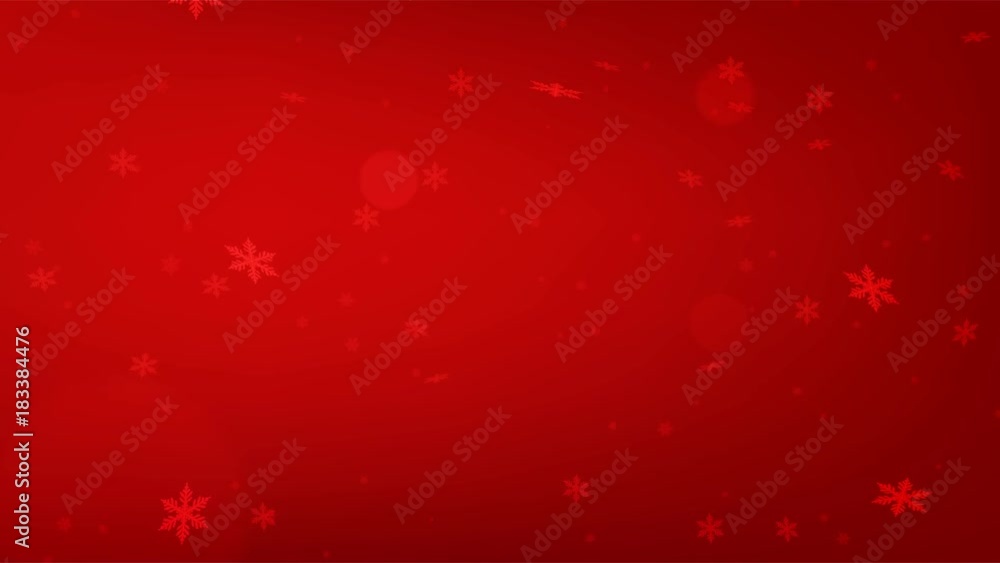 Beautiful red loopable abstract winter snow background with falling ...