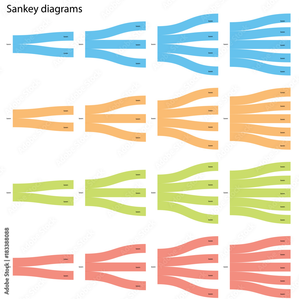 Sankey Diagrams one color Stock Vector | Adobe Stock