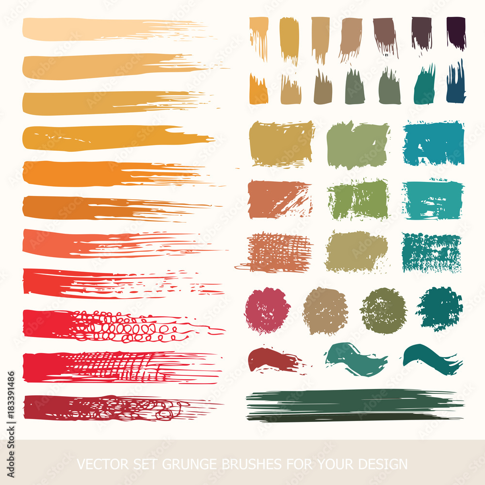 Painted grunge stripes set. Black labels, paint texture. Brush strokes ...