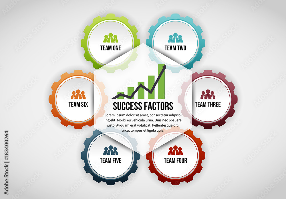 6 Gear Success Factors Infographic Stock Template | Adobe Stock