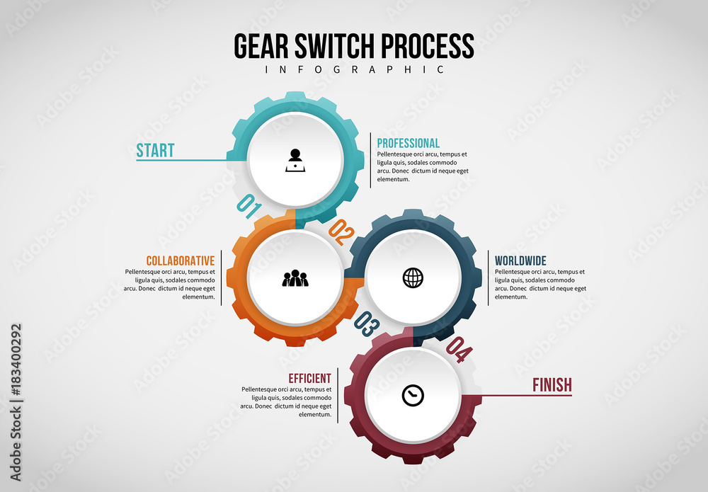 4 Gear Switch Process Infographic Stock Template | Adobe Stock
