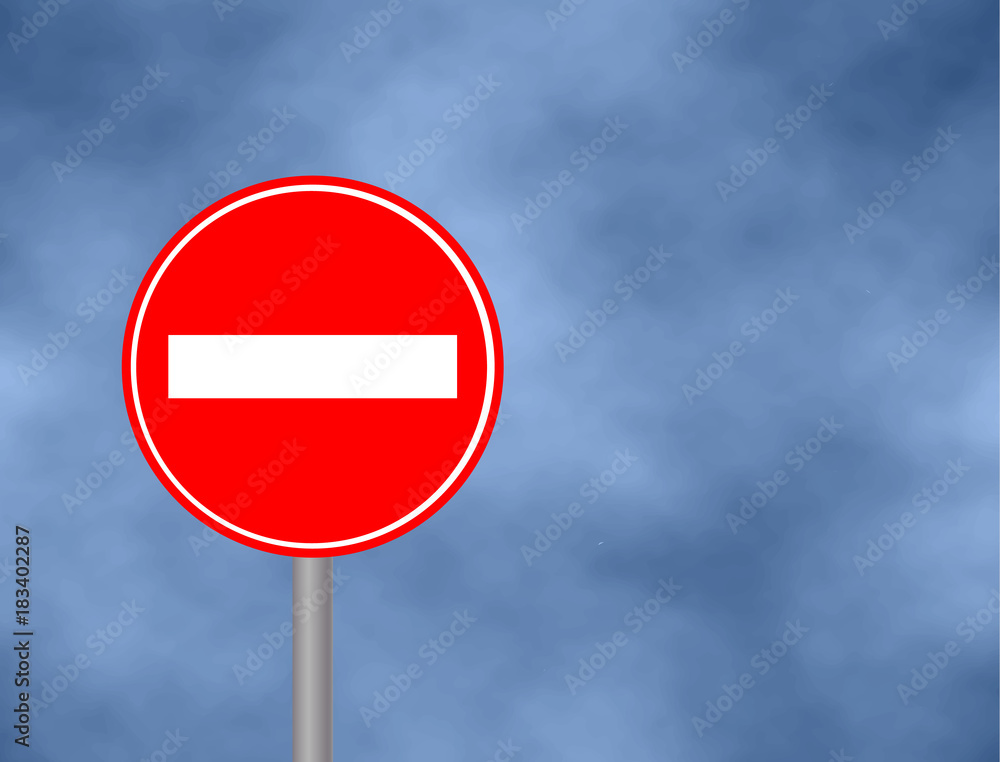 No Entry Traffic sign isolated in sky background. Wrong way road sign ...