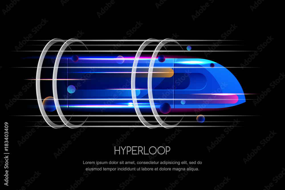 High speed futuristic train, hyperloop, vector multicolor dynamic ...