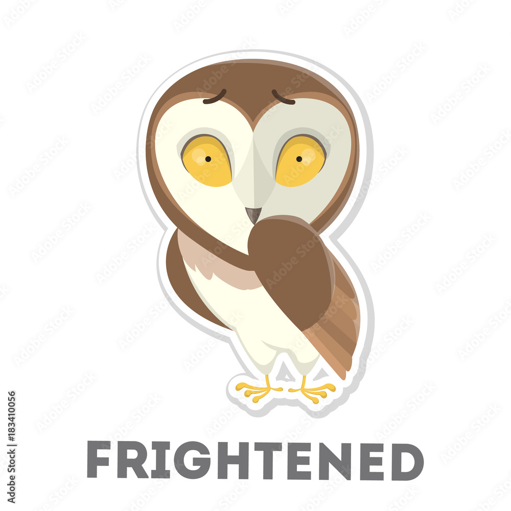 Isolated scared owl. Stock Vector | Adobe Stock