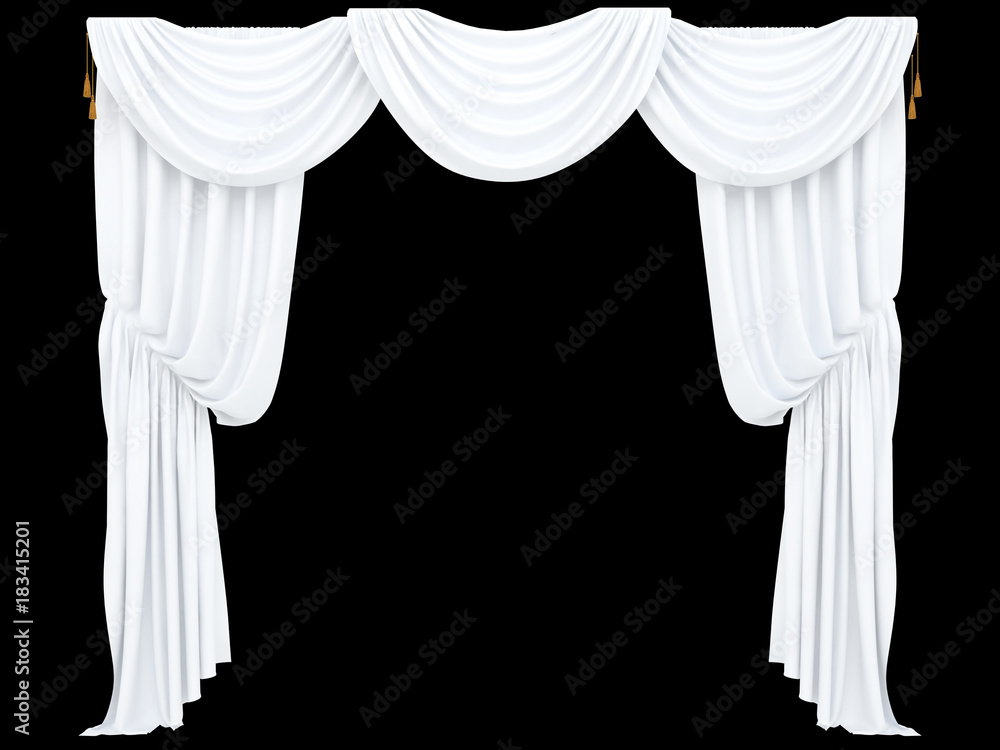 curtain of a theater or a opera opening on a white background 3d ...