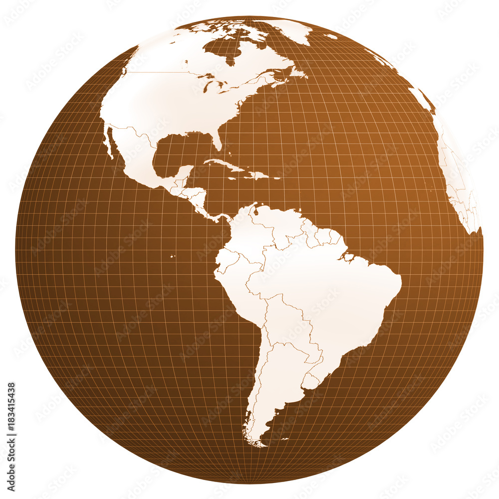 Globe icon showing different countries or america and white map of the ...