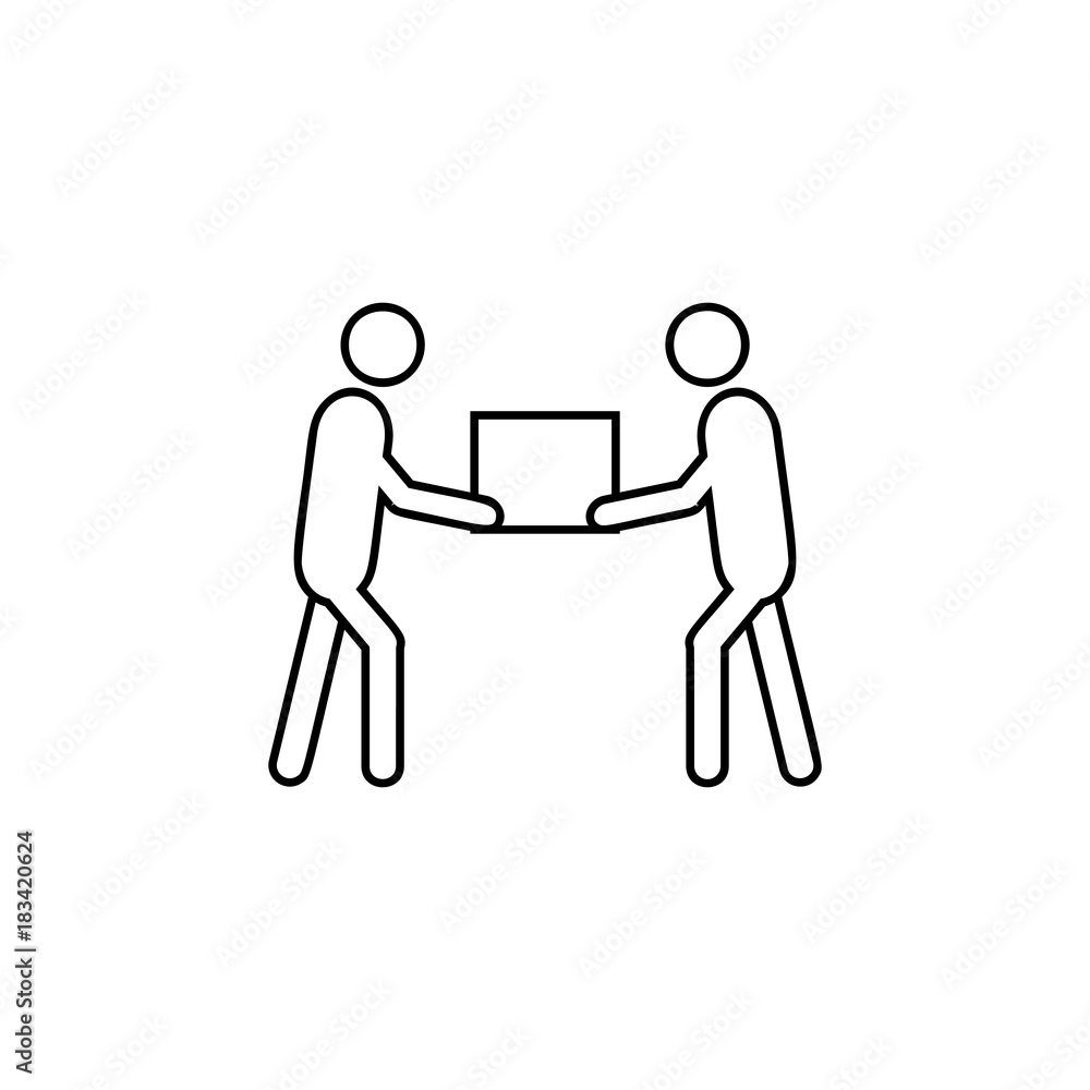 Team Lifting Heavy Object Icon. Team work element. Premium quality ...