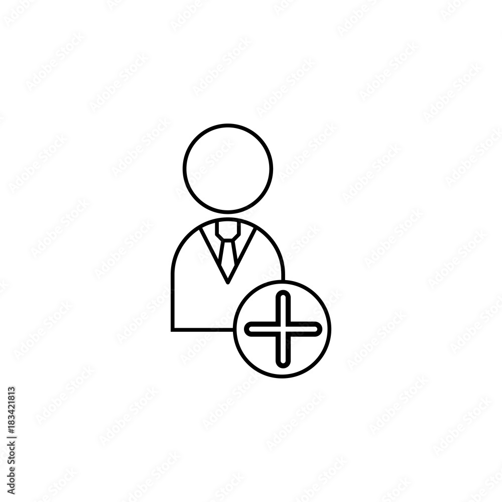 Employee plus line icon. Team work element. Premium quality graphic ...