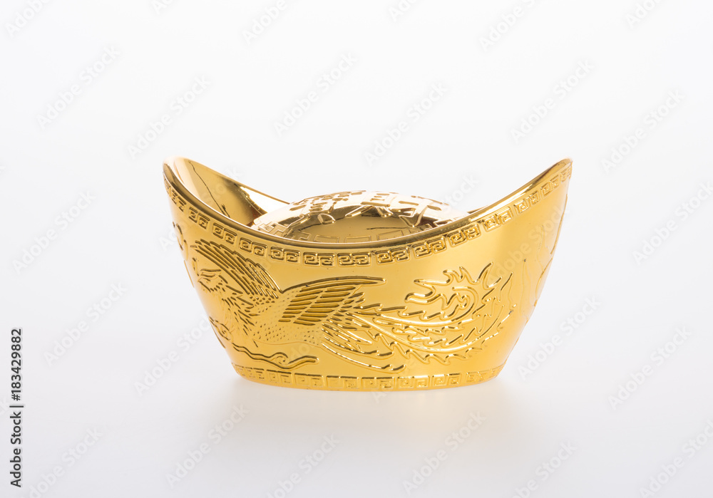 Gold or Chinese gold ingot mean symbols of wealth and prosperity on a ...