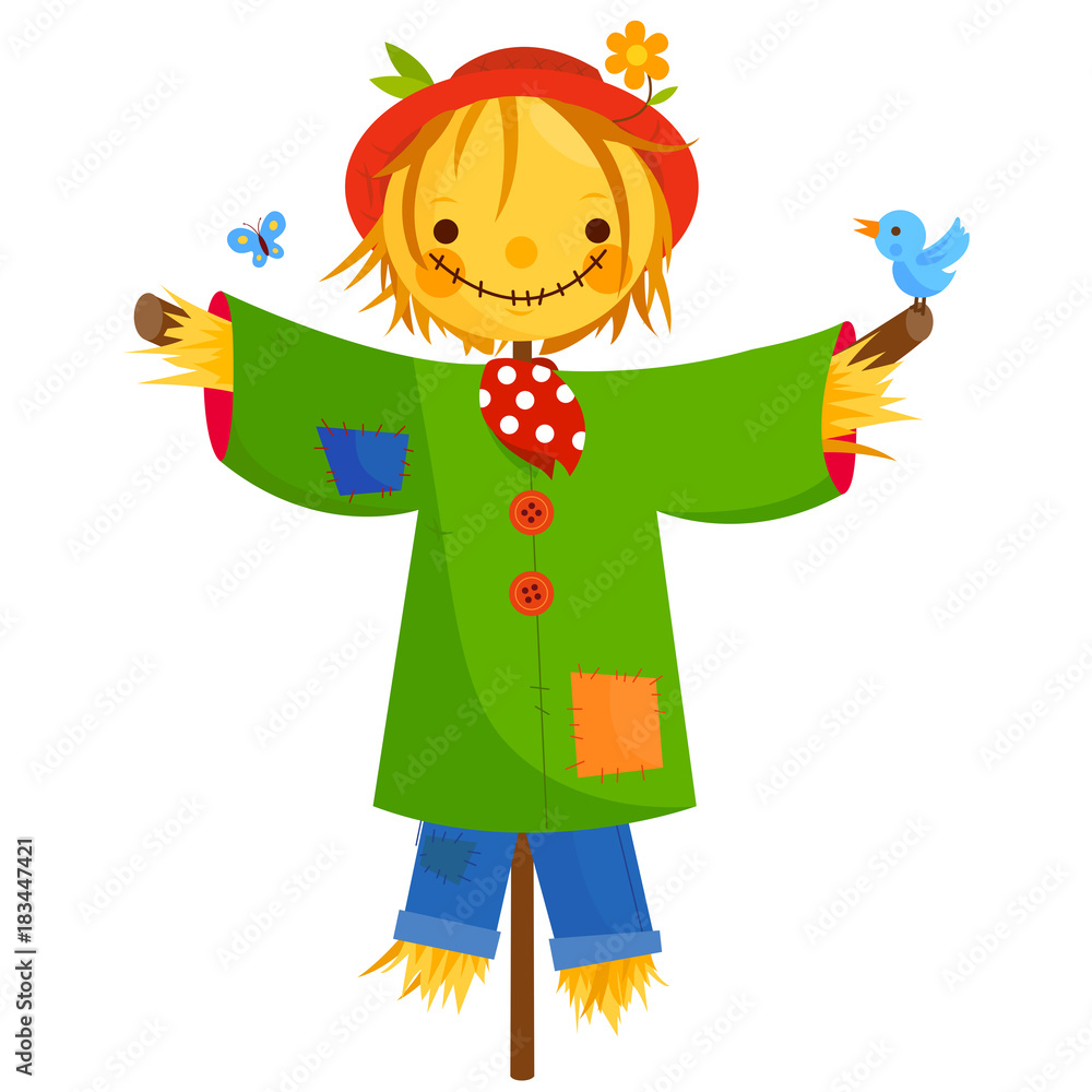 Happy colorful scarecrow. Vector illustration vector de Stock | Adobe Stock