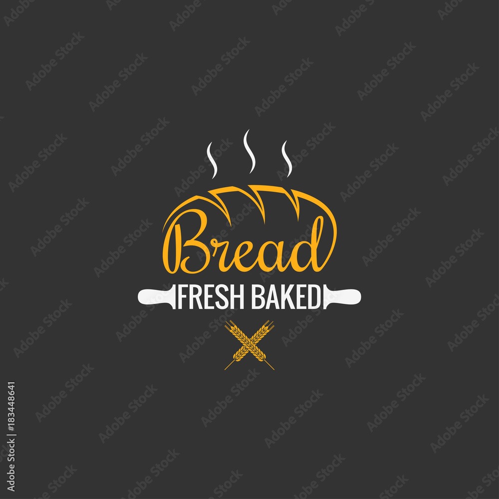 Bread logo design. Bakery sign on black background Stock Vector | Adobe ...