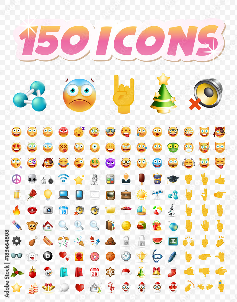 Set of Realistic Cute Icons on Transparent Background . Isolated Vector ...