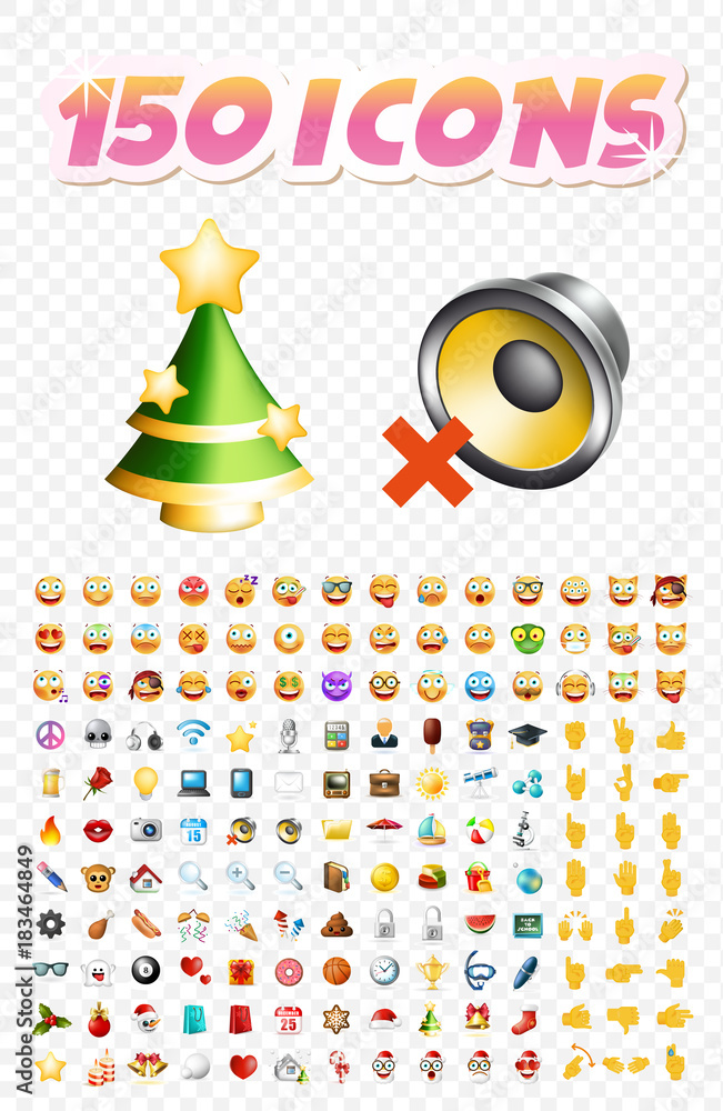 Set of Realistic Cute Icons on Transparent Background . Isolated Vector ...