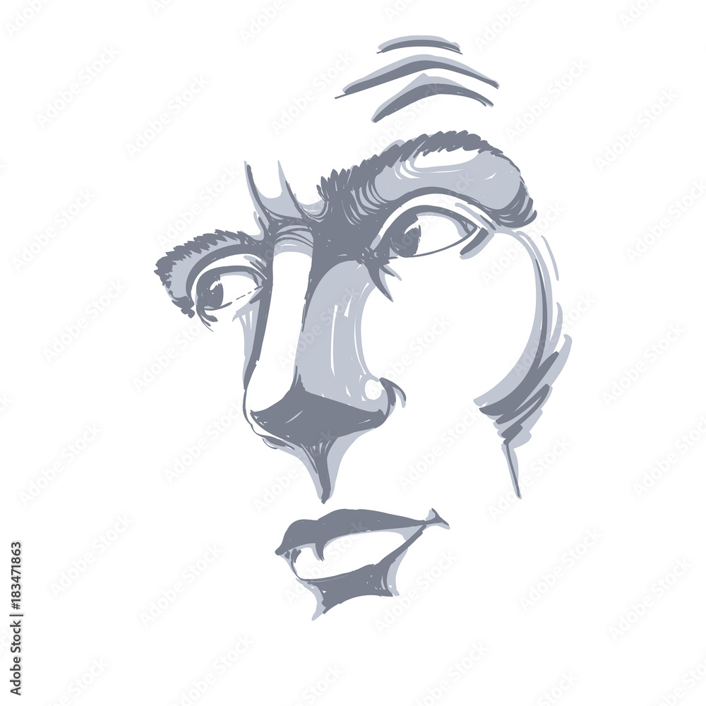 Vector art drawing, portrait of man blaming somebody, this is no good ...