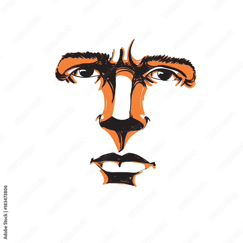 Vector art drawing, portrait of man blaming somebody, this is no good ...