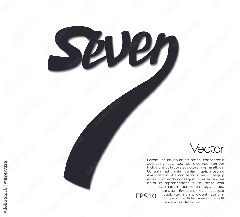 Number handwritten typography seven Stock Vector | Adobe Stock
