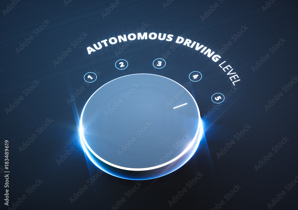 Autonomous driving level concept. 3d rendering. Stock Illustration ...
